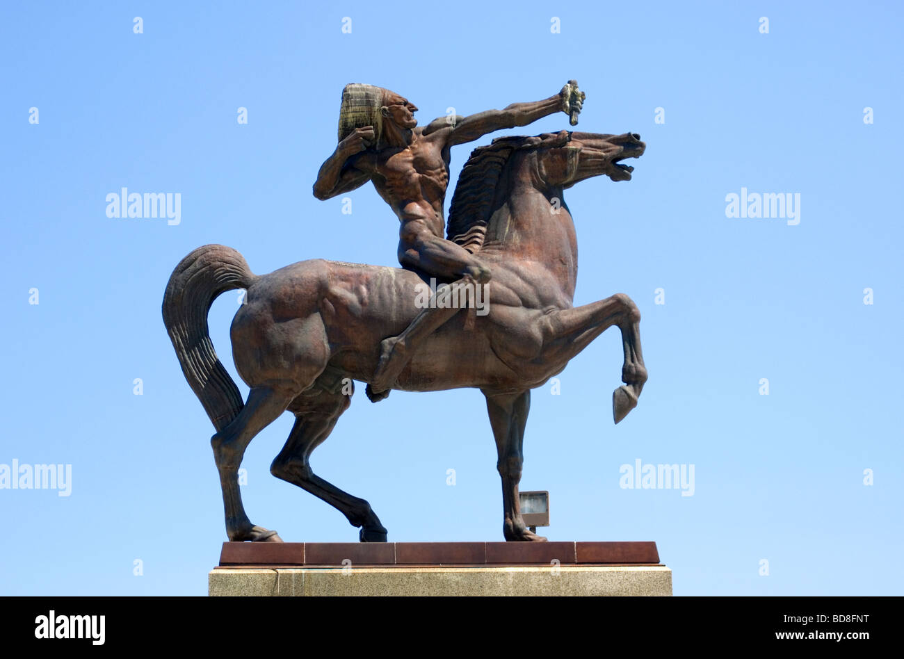 Indian on Horseback Statue Stock Photo - Alamy