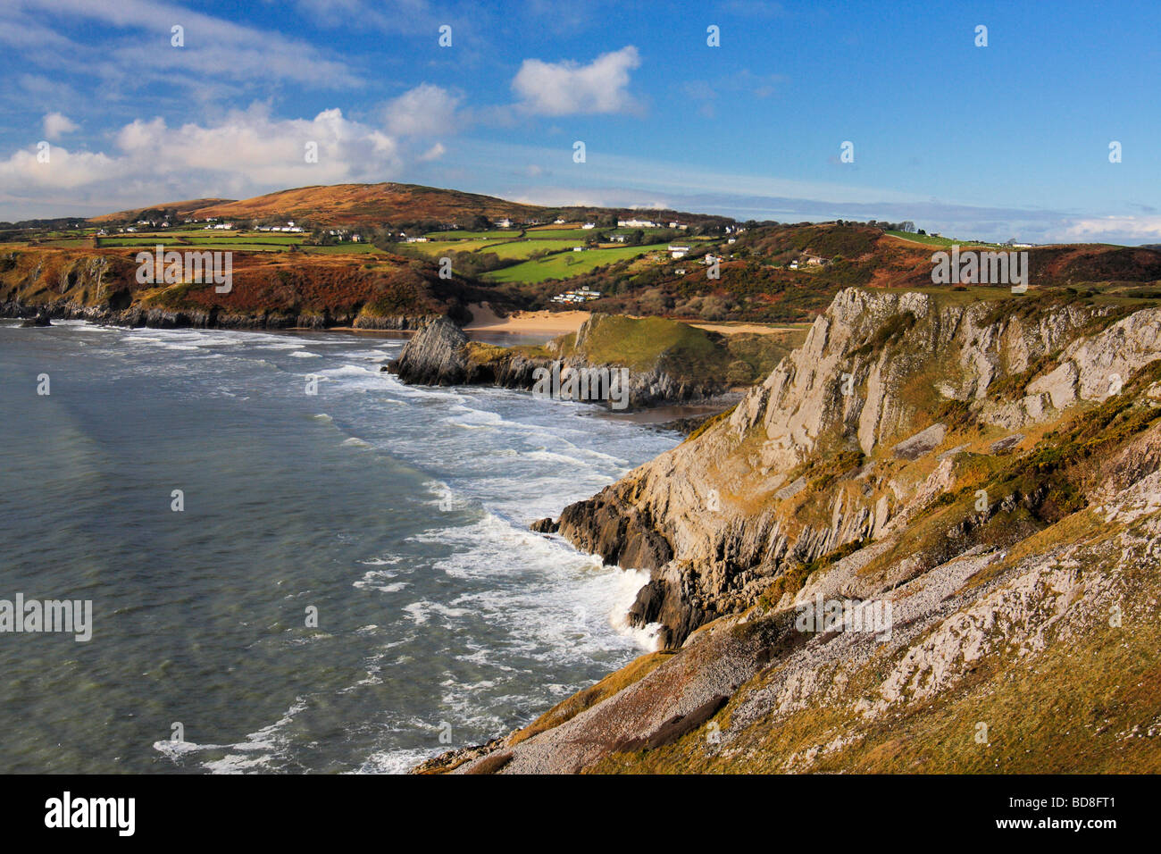 Three Cliffs Bay, Gower Peninsula, West Glamorgan, South Wales, U.K ...