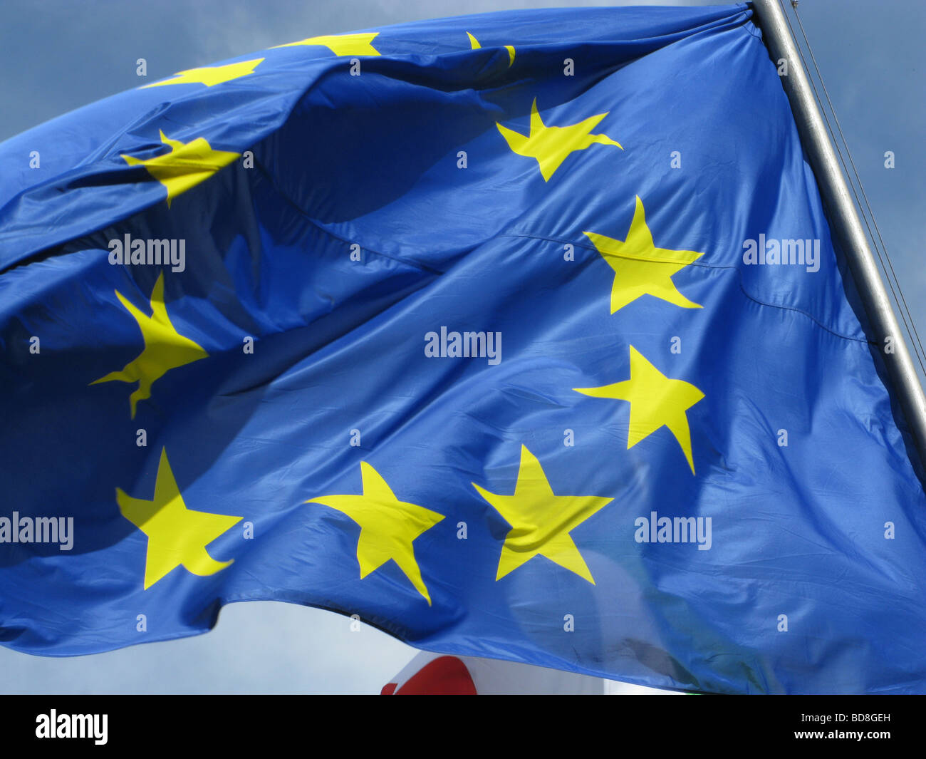 european union flag flying in the wind Stock Photo - Alamy