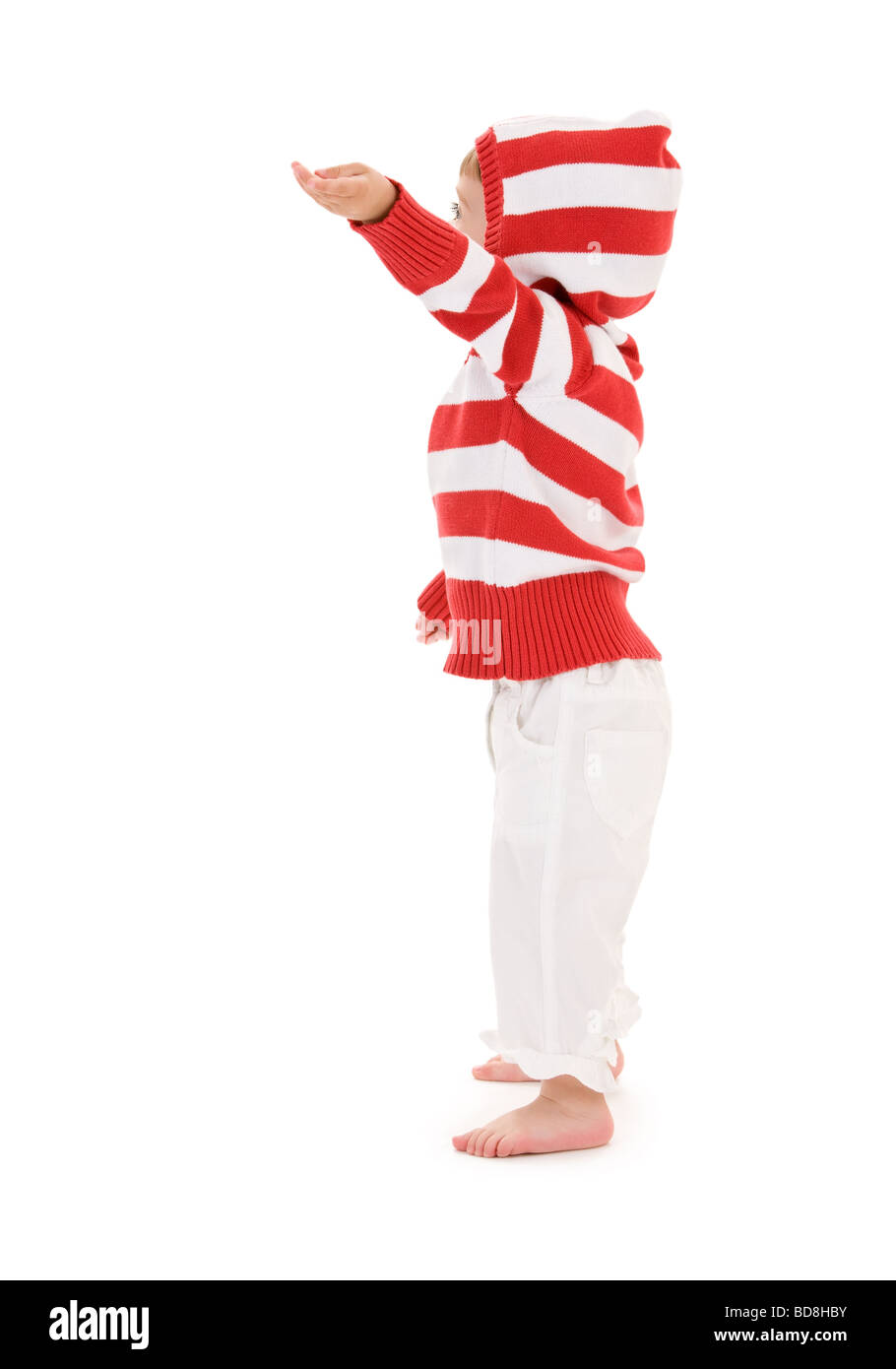 picture of little girl extending hand over white Stock Photo - Alamy
