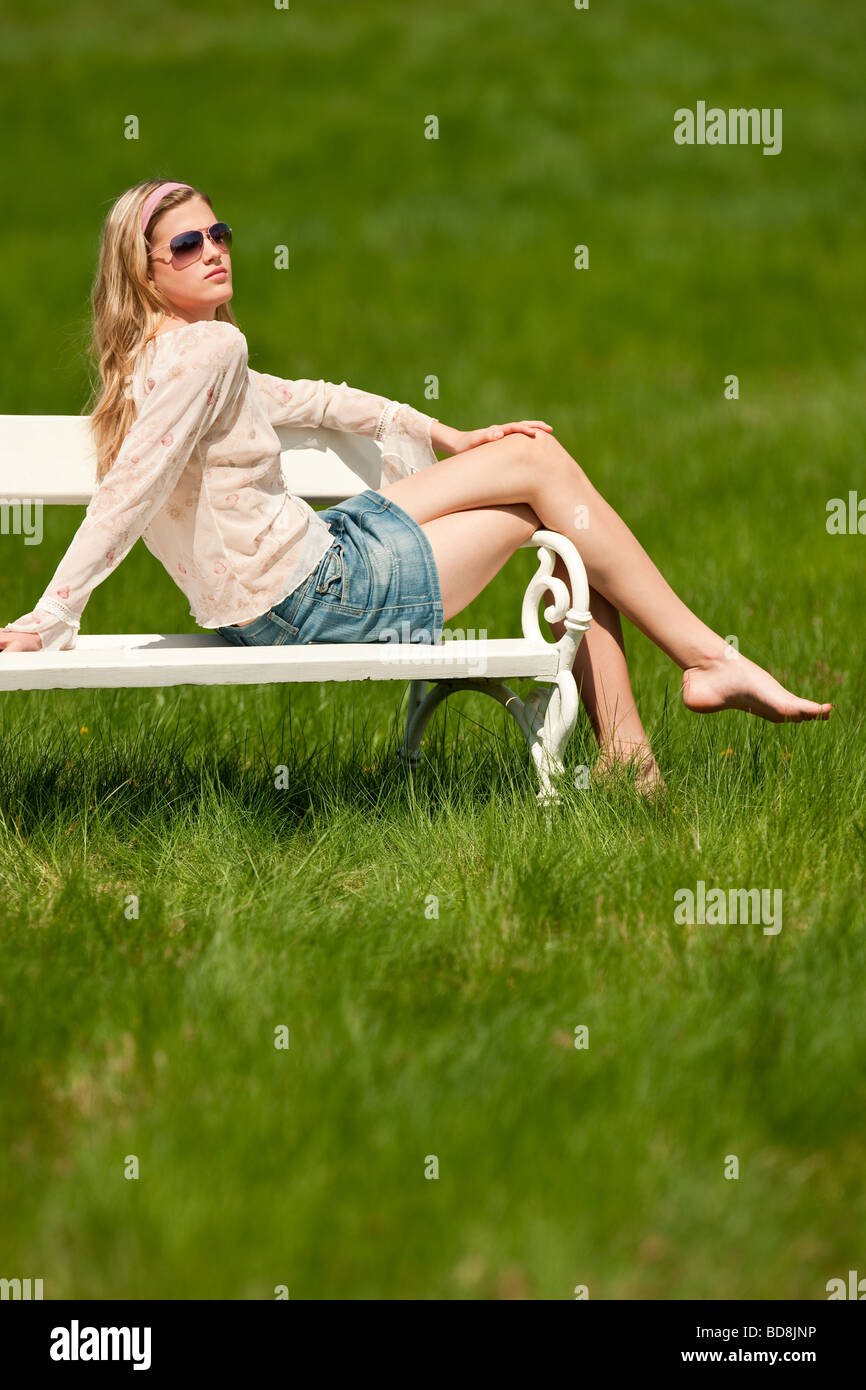 Sunbathing Garden Woman High Resolution Stock Photography and Images ...