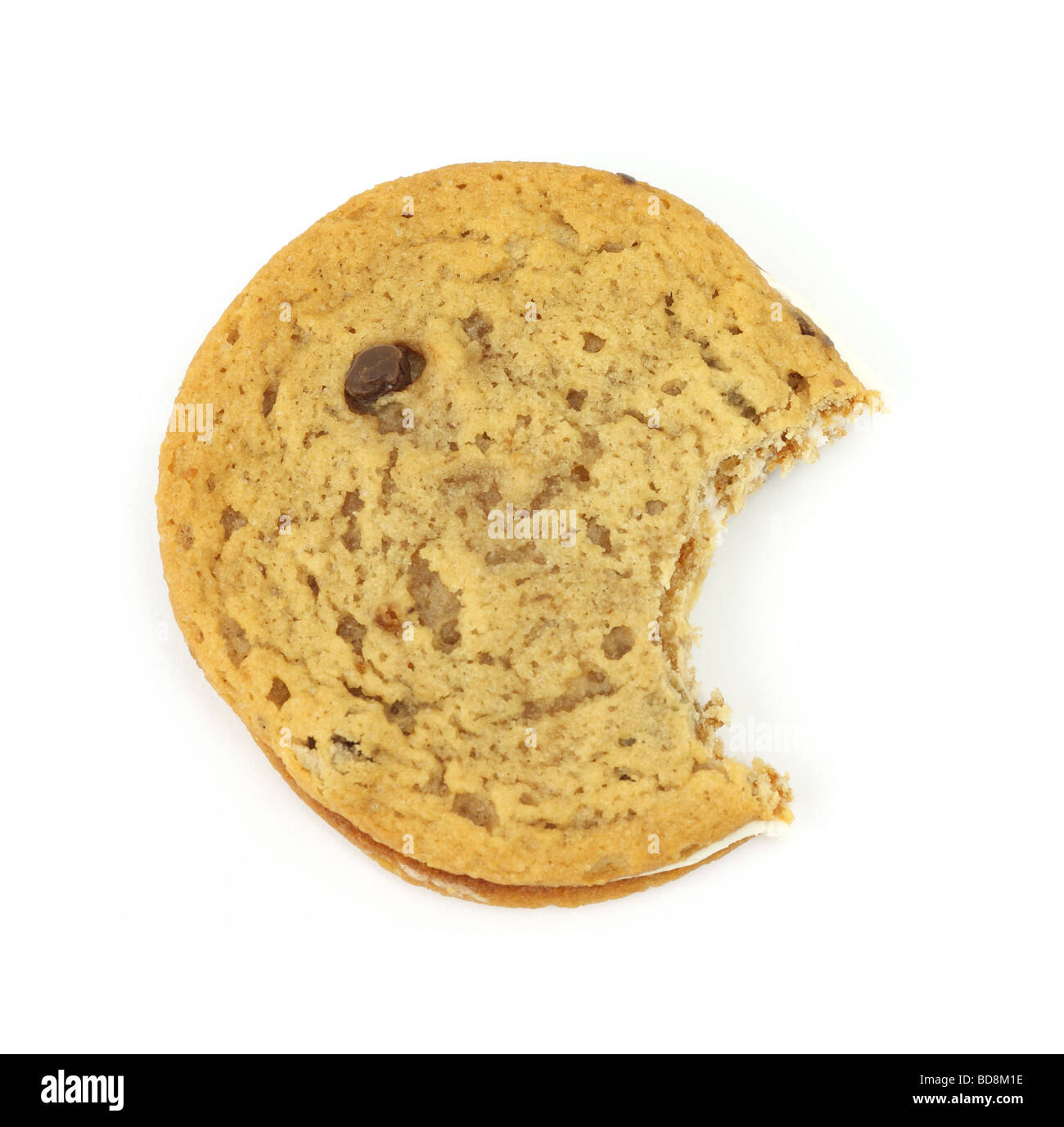 Bitten chocolate chip creme cookie Stock Photo - Alamy
