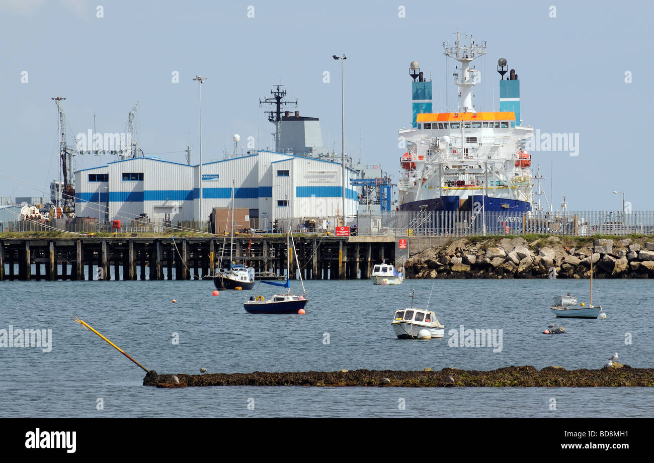 Global Marine Systems Portland Harbour base alongside is GS Sovereign a ...