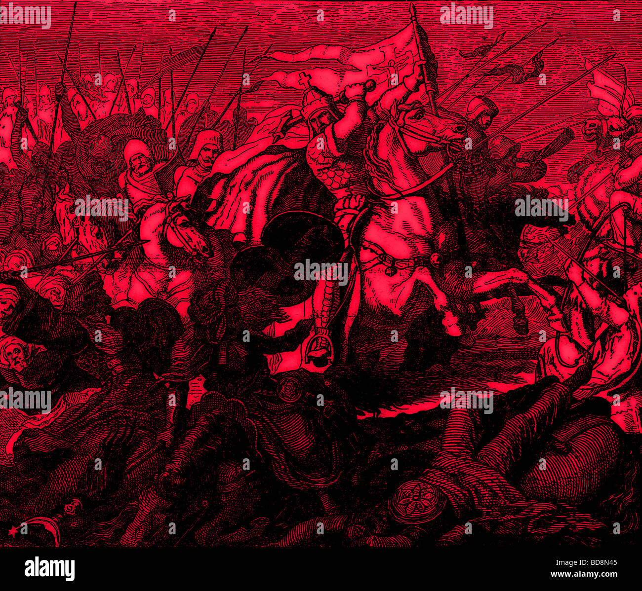 Charles Martel at Poictiers Illustration from The Illustrated History ...