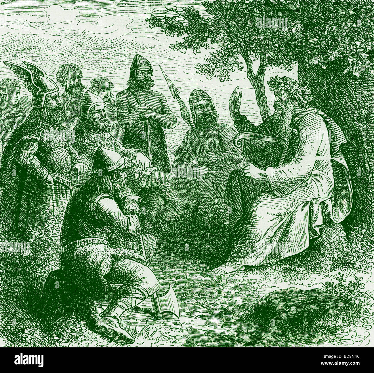 A Bard Singing the Deeds of Teuton Warriors Illustration from The ...