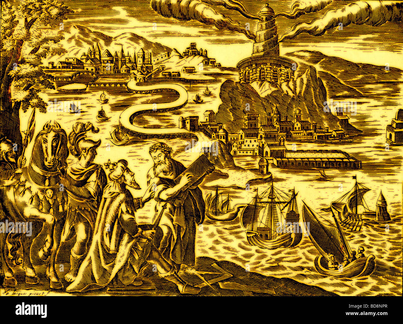 Pharos of Alexandria From an old print Illustration from The Picture ...