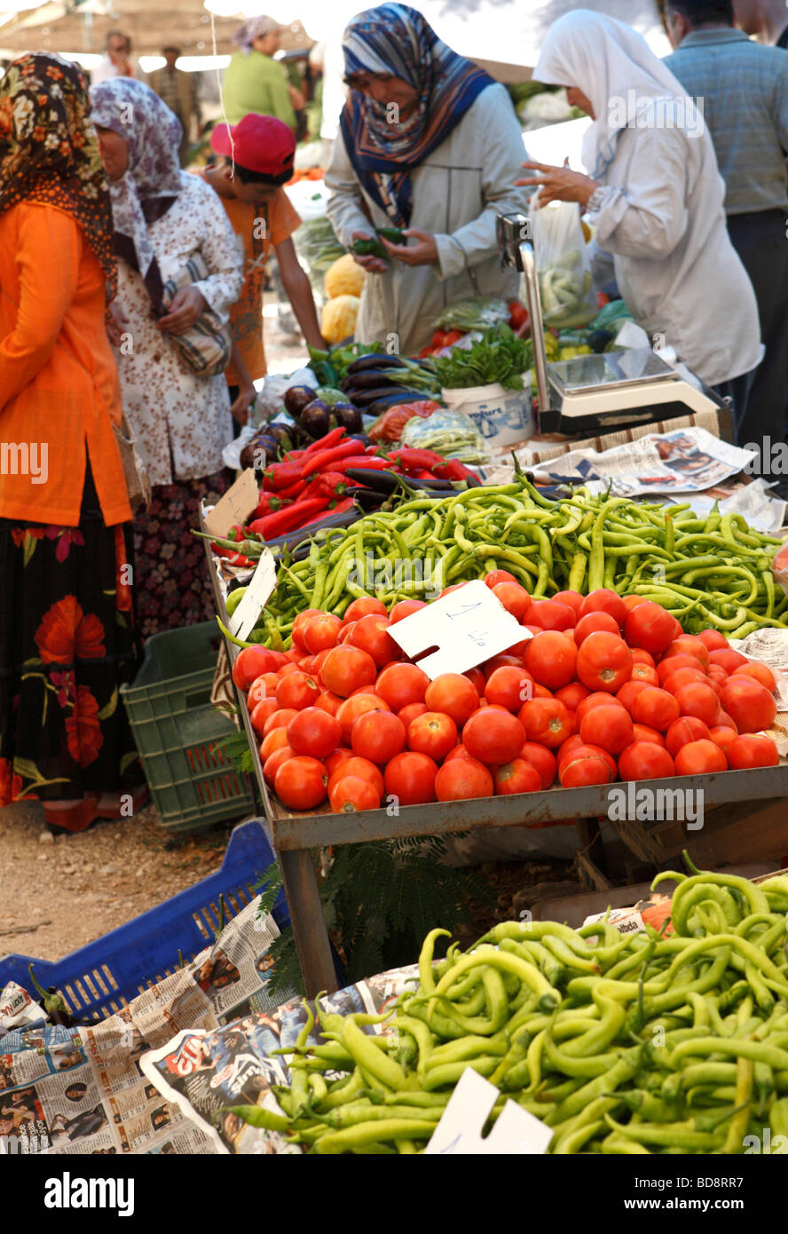 a local farmers market in southern Turkey selling fruit and vegetables ...