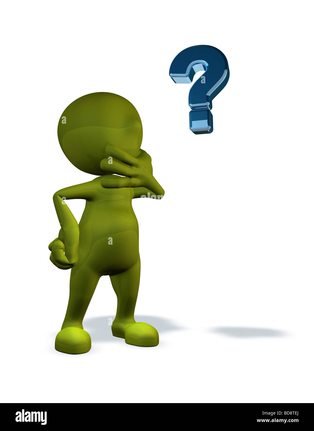 3d rendered character illustration posing with question mark Stock ...