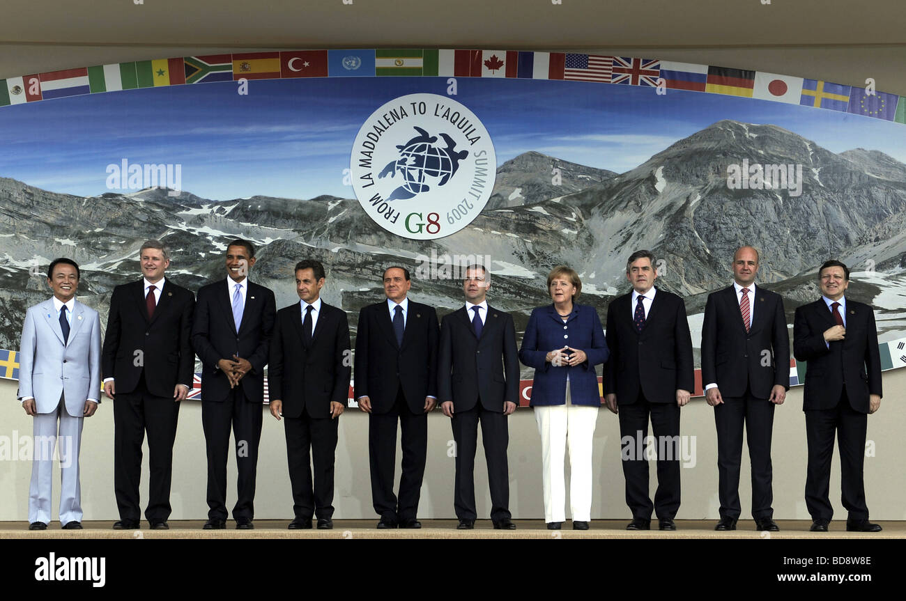 TARO ASO STEPHEN HARPER BARACK OBAMA NICOLAS SARKOZY SILVIO BERLUSCONI ...
