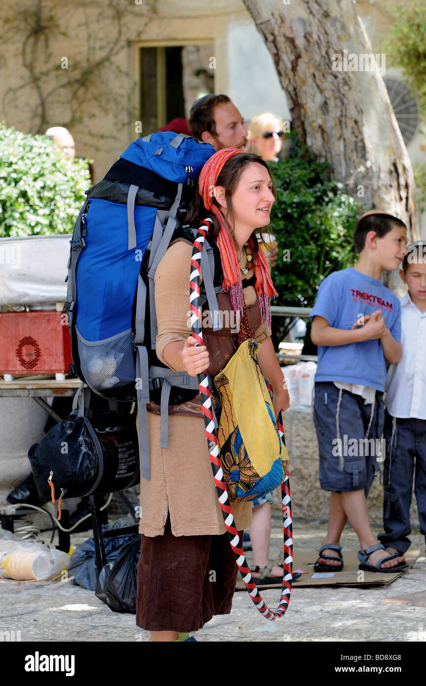 Israel Jerusalem Old City young female backpacker tourist Stock Photo ...