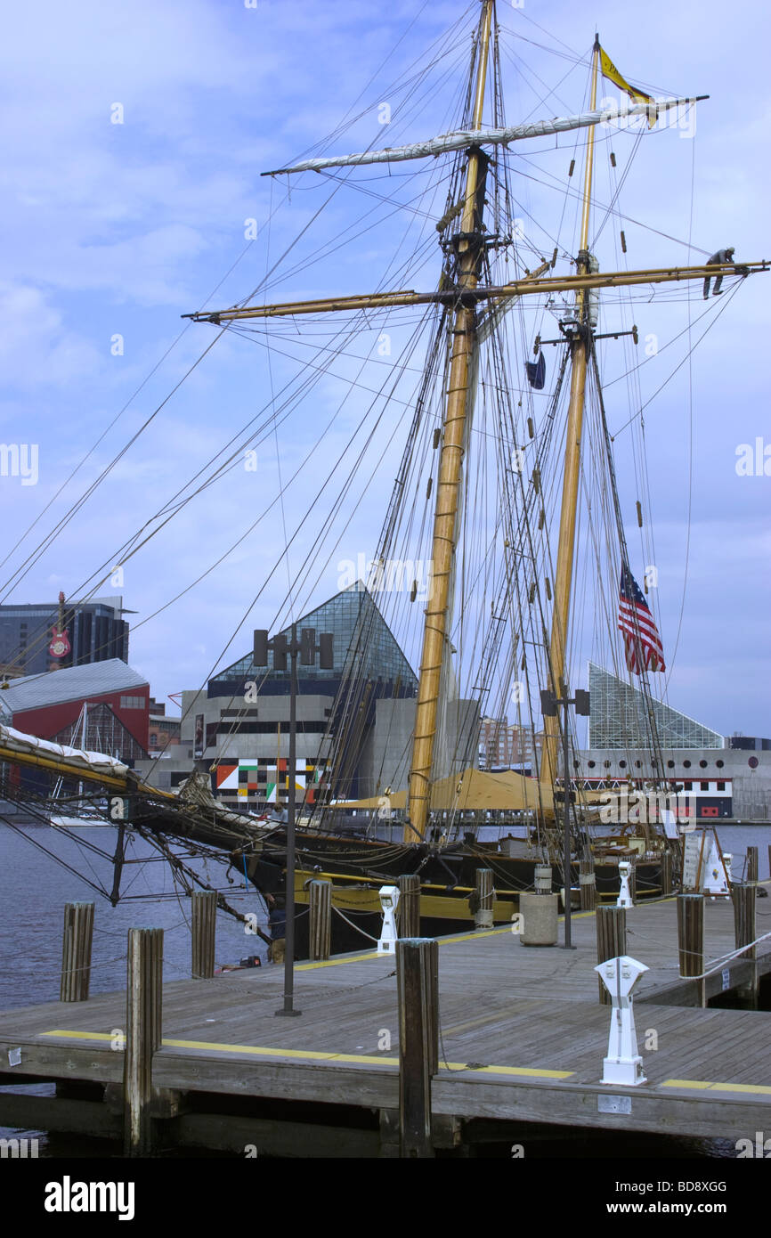 Pride of Baltimore II topsail schooner in Baltimore's Inner Harbor ...