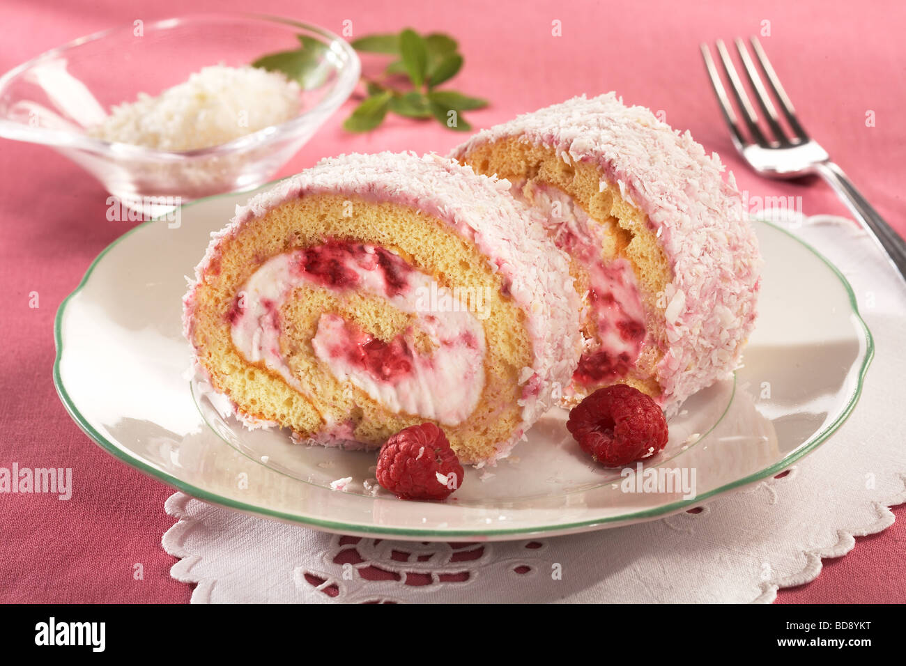 Raspberry roll in coconut hi-res stock photography and images - Alamy