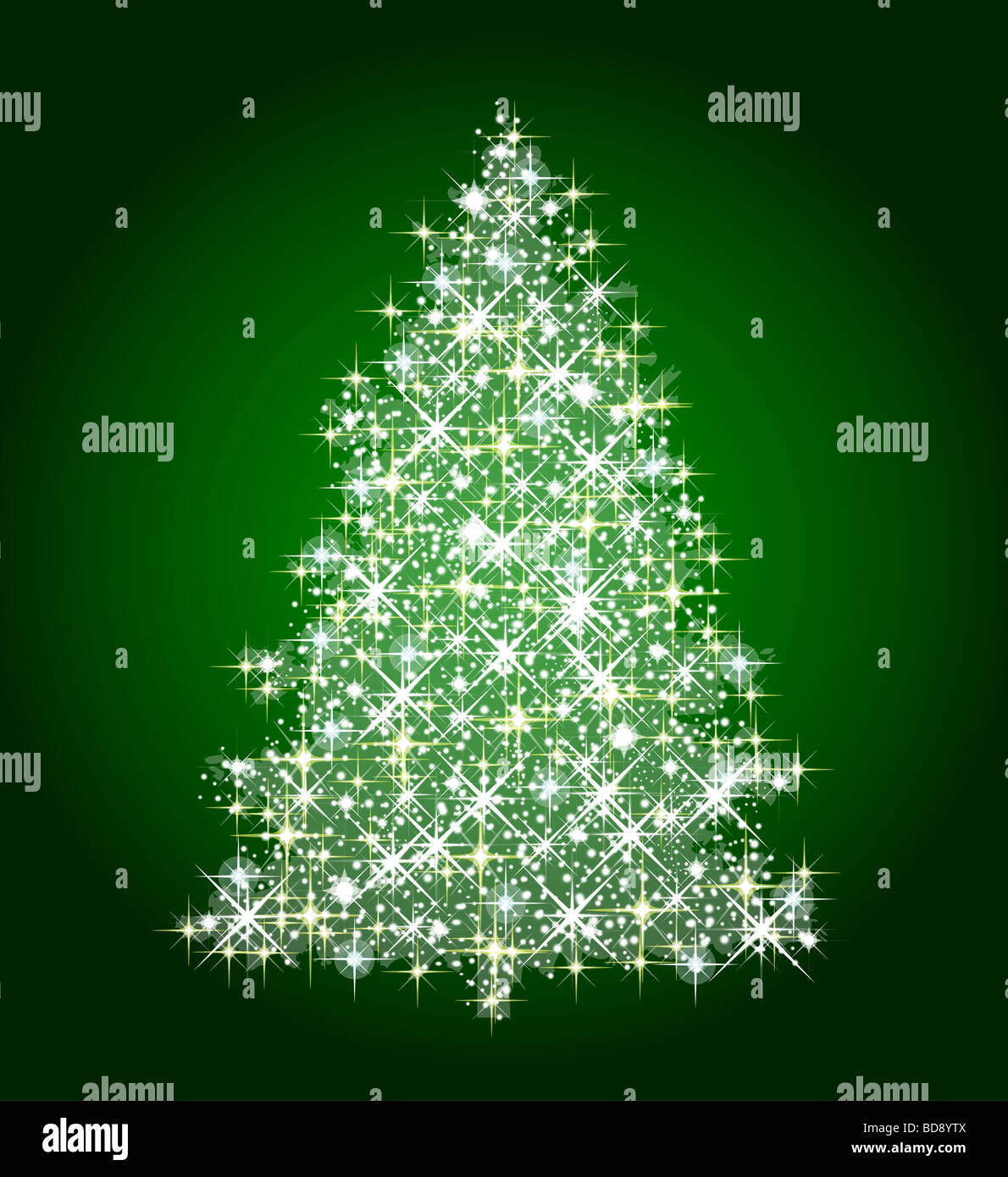 illustration of a christmas tree on green background Stock Photo - Alamy