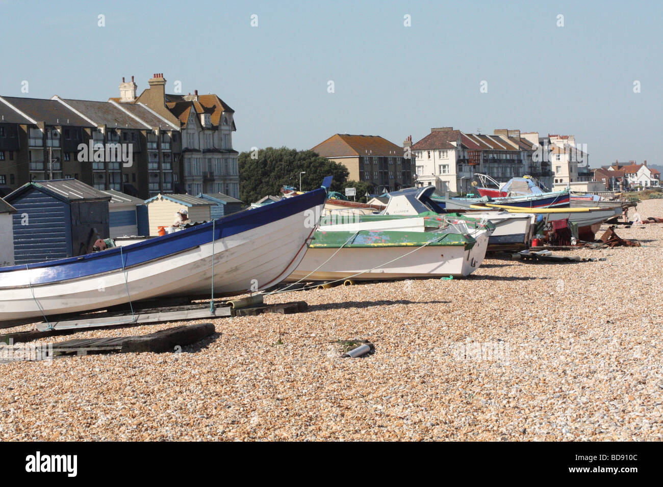 Boats on Littlestone Beach Stock Photo - Alamy
