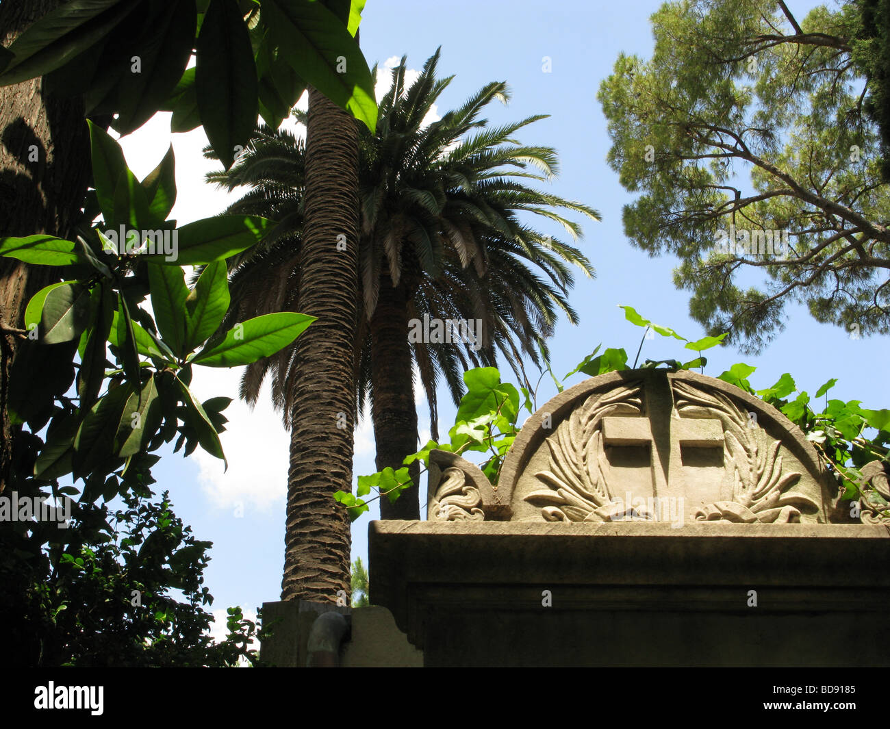 Old cross gravestone in protestant cemetery hi-res stock photography ...