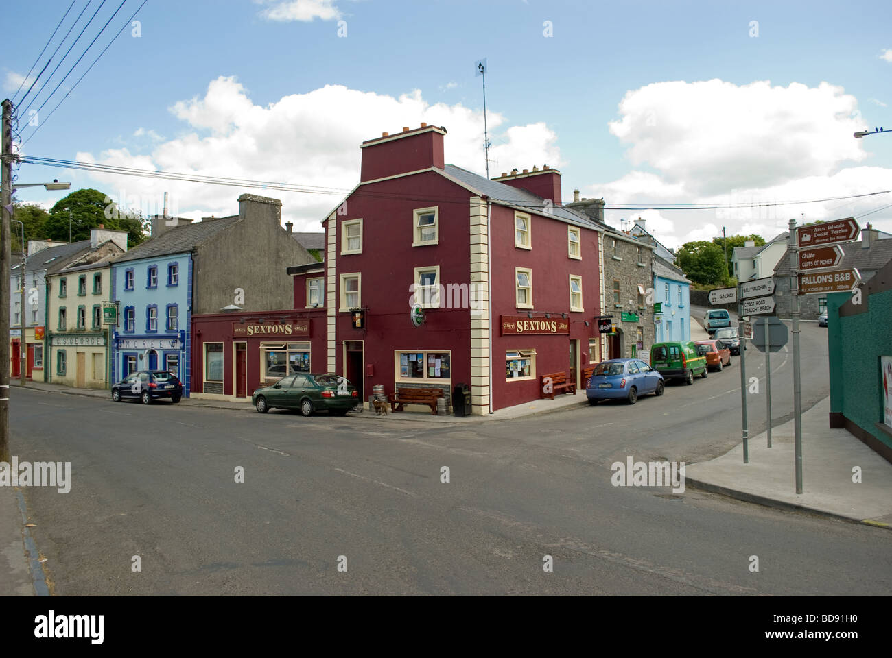 Main Street in the coastal town of Kinvara, County Galway, Ireland ...