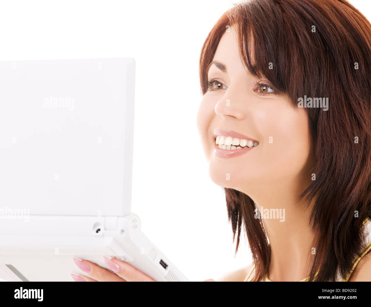 picture of happy woman with laptop computer Stock Photo - Alamy