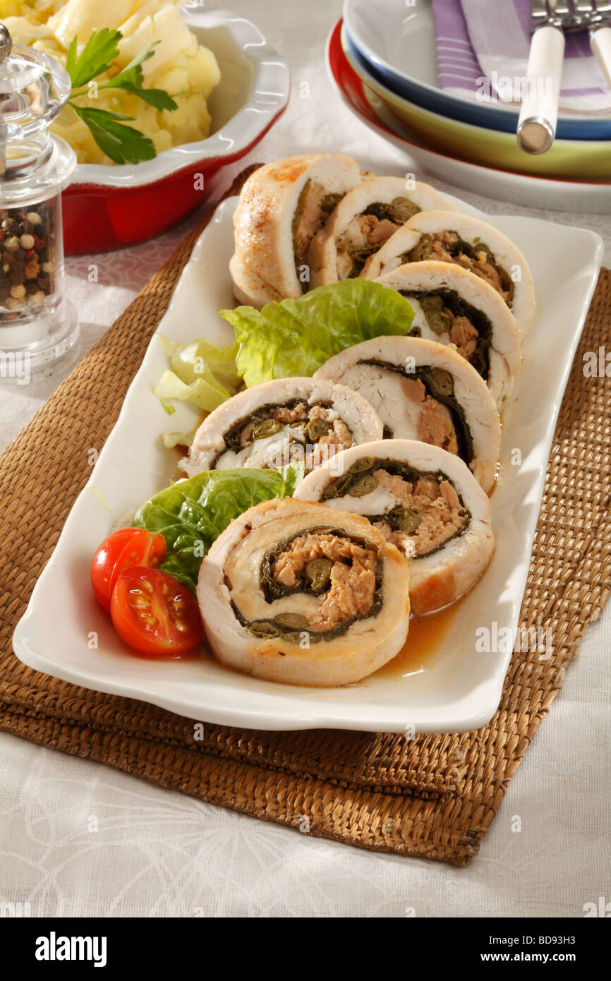 Chicken roll filled with tuna hi-res stock photography and images - Alamy