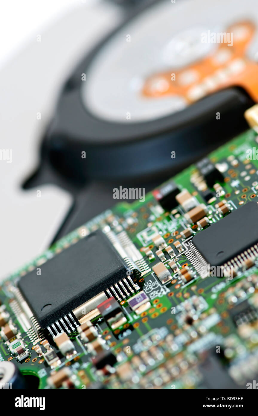 Closeup of hard disk drive internal electronics Stock Photo - Alamy