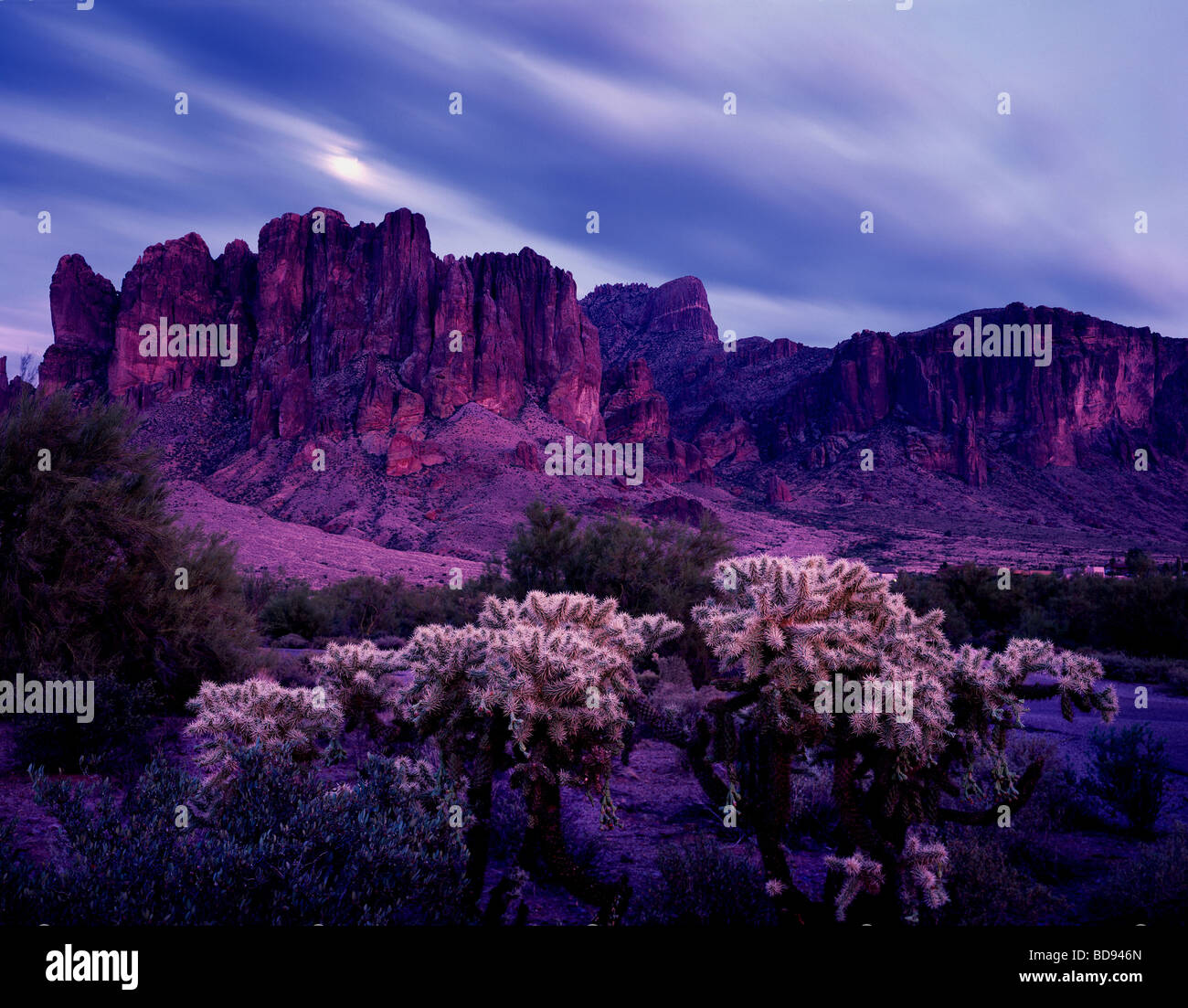 view of a mountain at night in the arizona desert Stock Photo - Alamy
