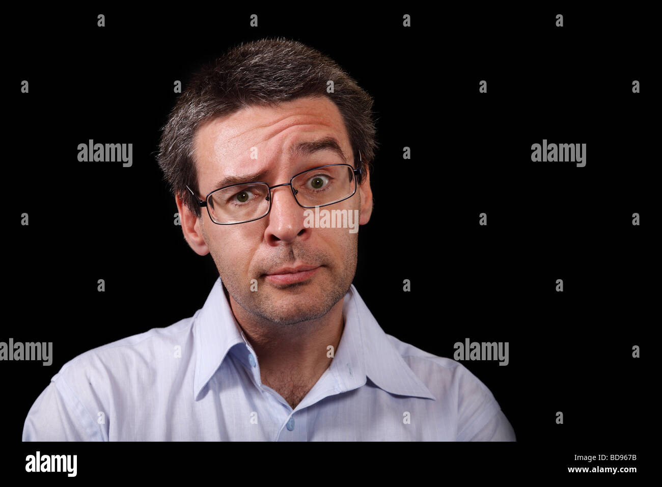 Expressive portrait of a man over the black background Stock Photo - Alamy