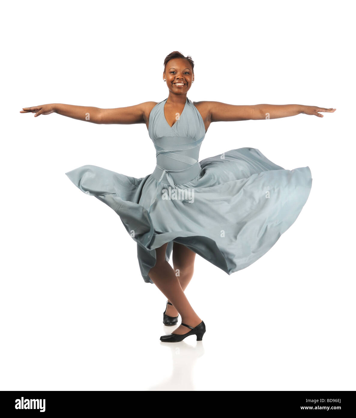 Beautiful African American woman dancing with dress flaring Stock Photo ... Beautiful African American woman dancing with dress flaring Stock Photo ...