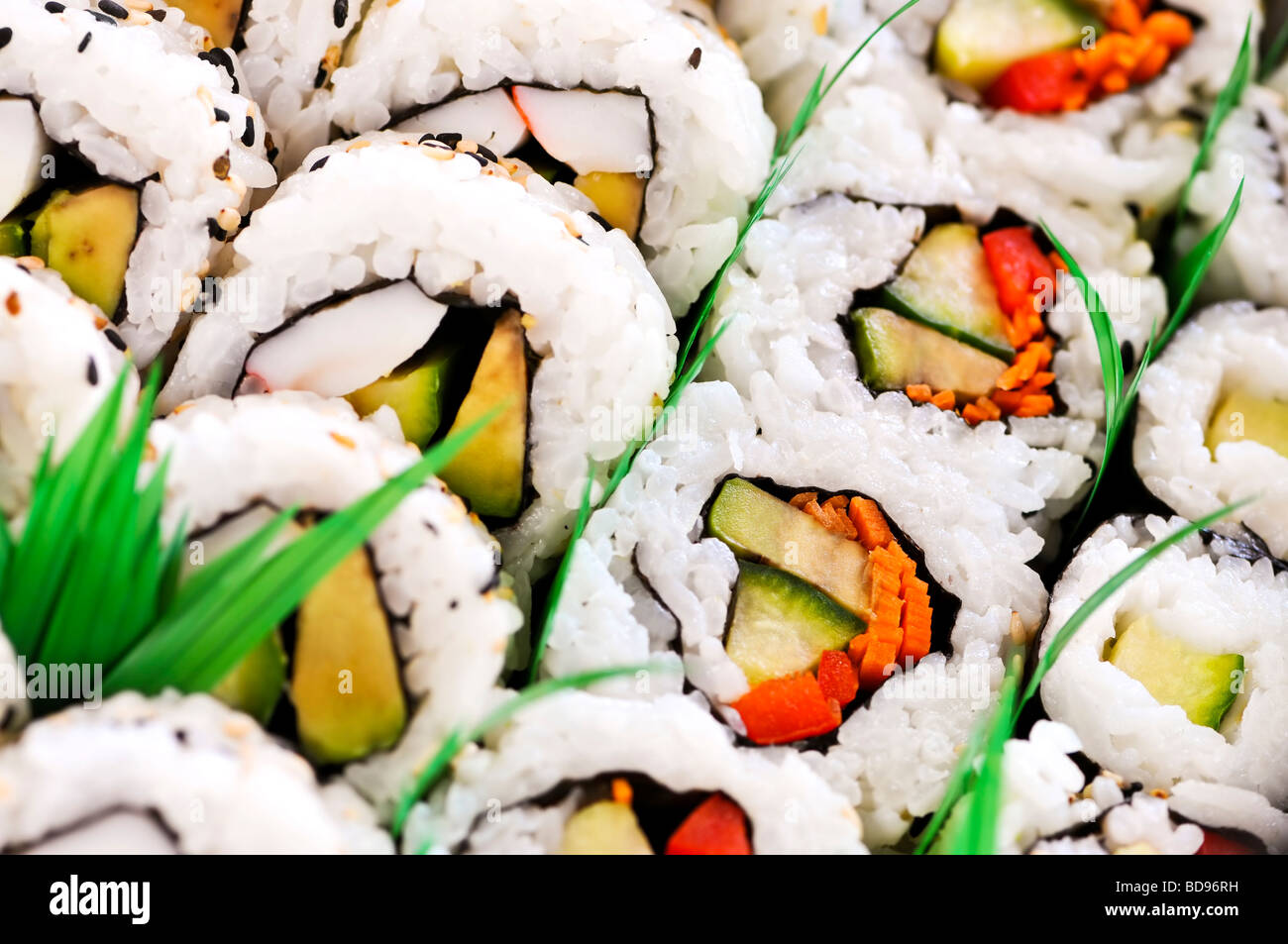 Close up on tray of assorted sushi appetizers Stock Photo - Alamy