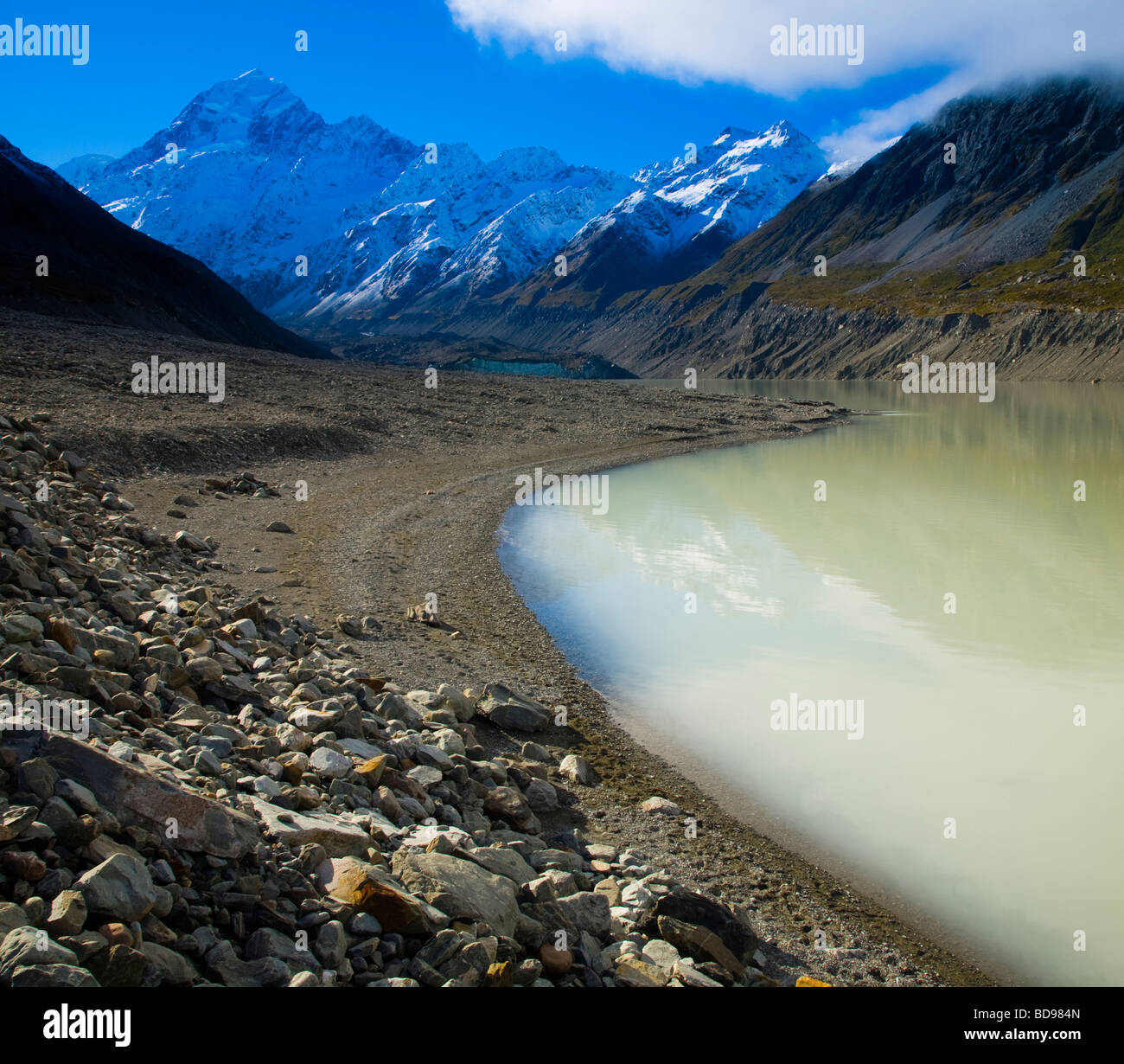 New Zealand Canterbury Mt Cook National Park Mount Cook viewed from the ...
