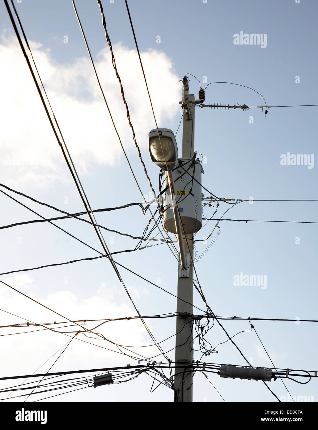 electric pole with junction box attached Stock Photo - Alamy