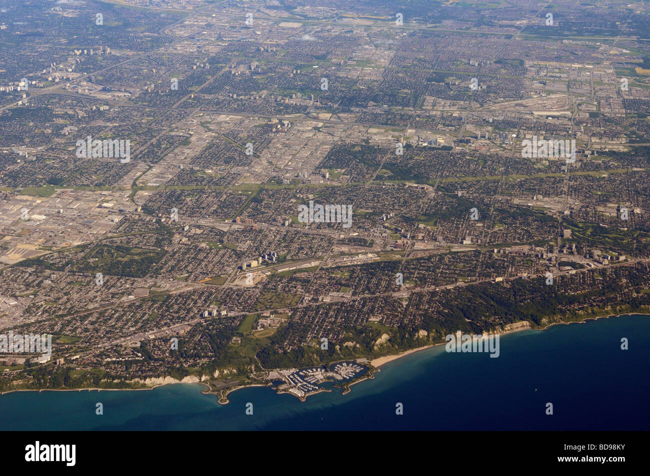 Aerial view of Scarborough with Bluffs on Lake Ontario Toronto Stock ...
