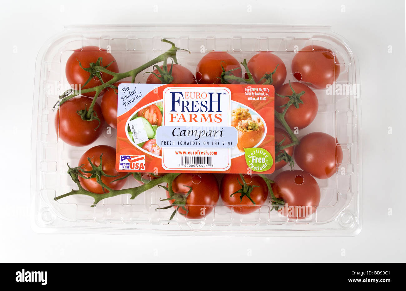 Label on package of organically grown tomatoes Stock Photo - Alamy
