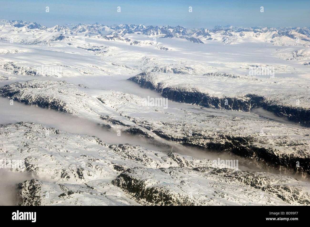 Aerial view snowy landscape Stock Photo - Alamy