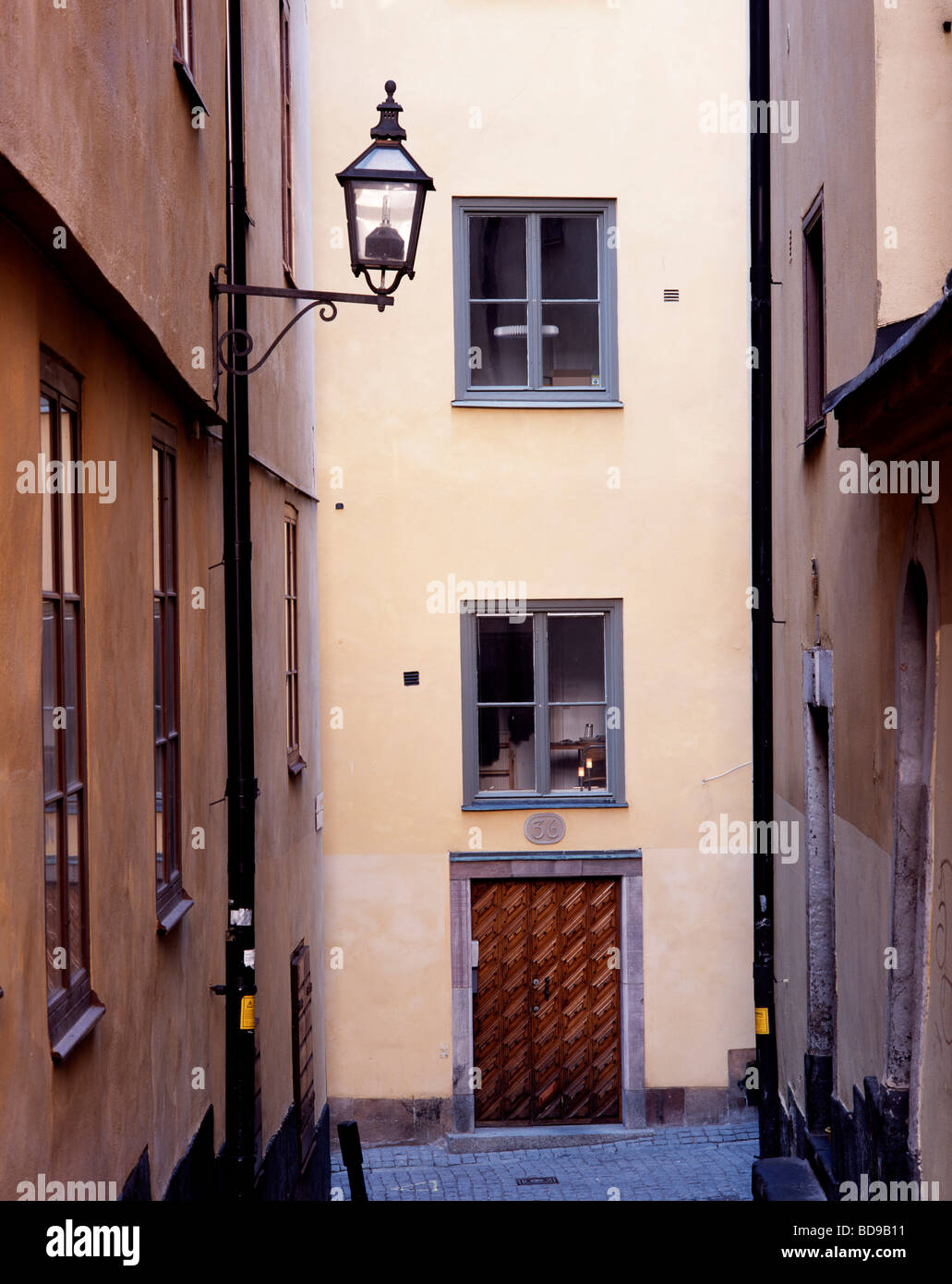 Early morning street scene in Stockholm, the capital city of Sweden ...