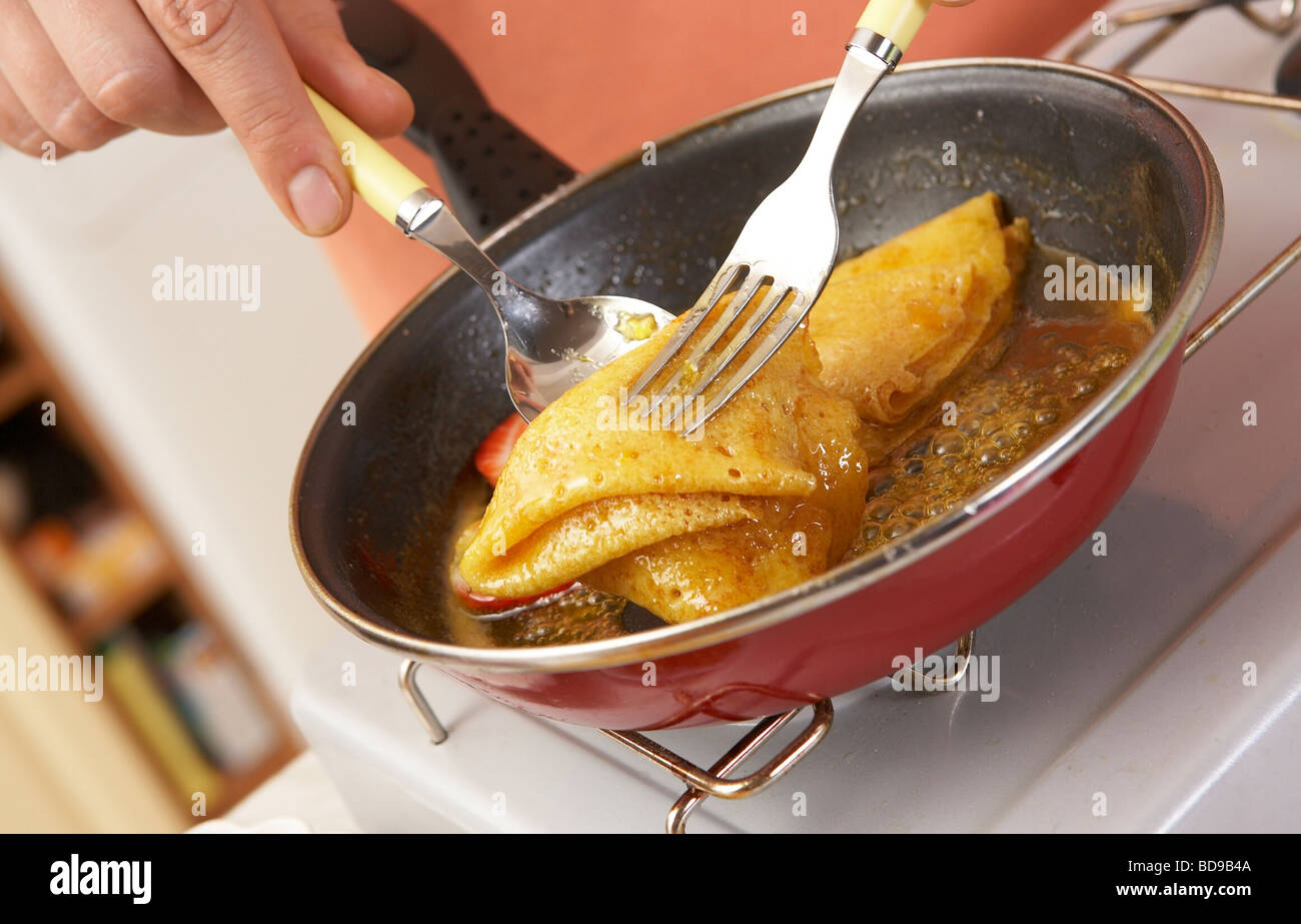 Flamed Pancakes (step by step Stock Photo - Alamy