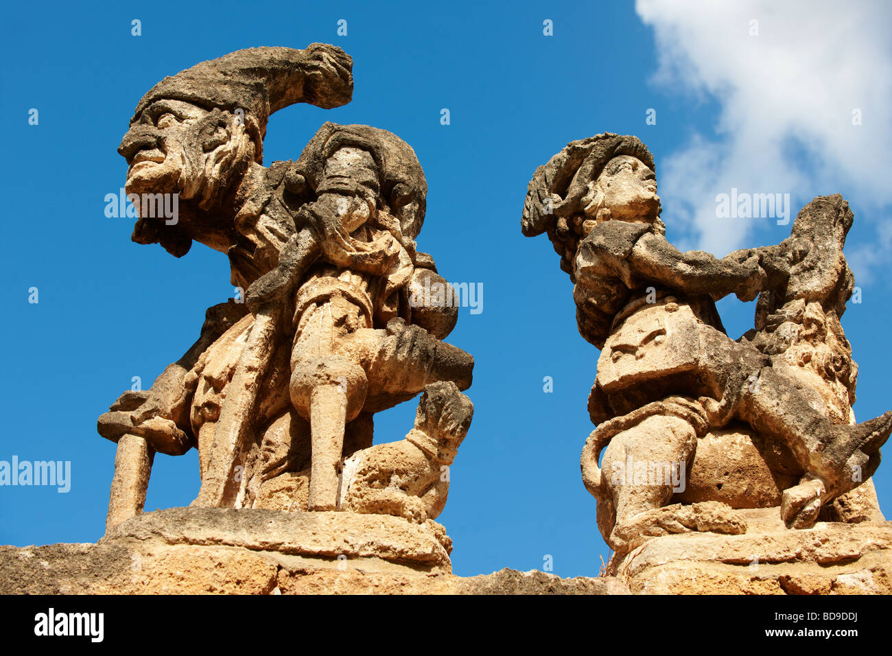 Baroque character study statues from the walls of Villa Palagonia ...