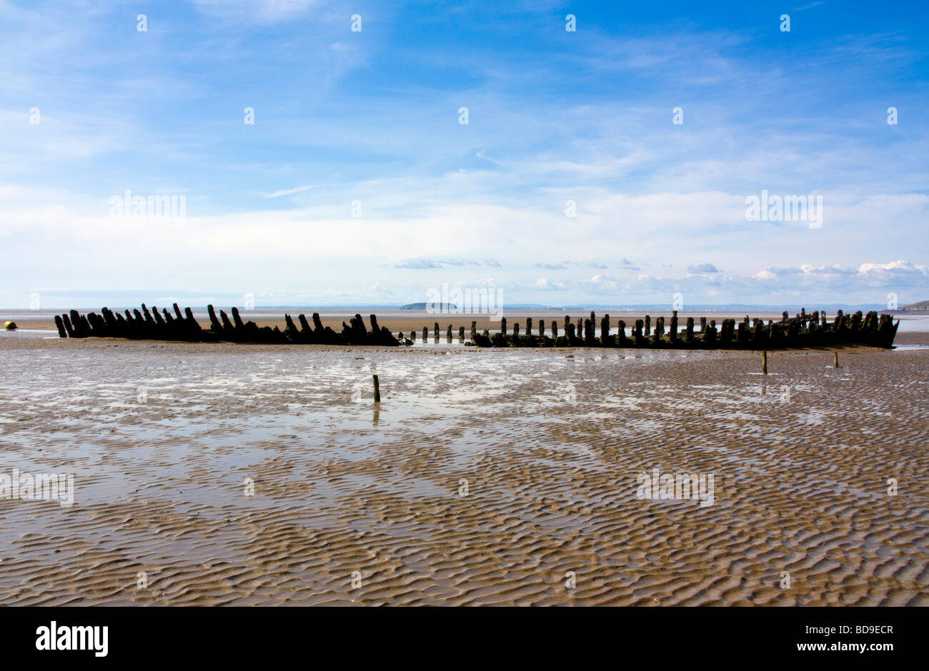 The wreck of the Norwegian barque SS Nornen on Berrow beach Somerset ...