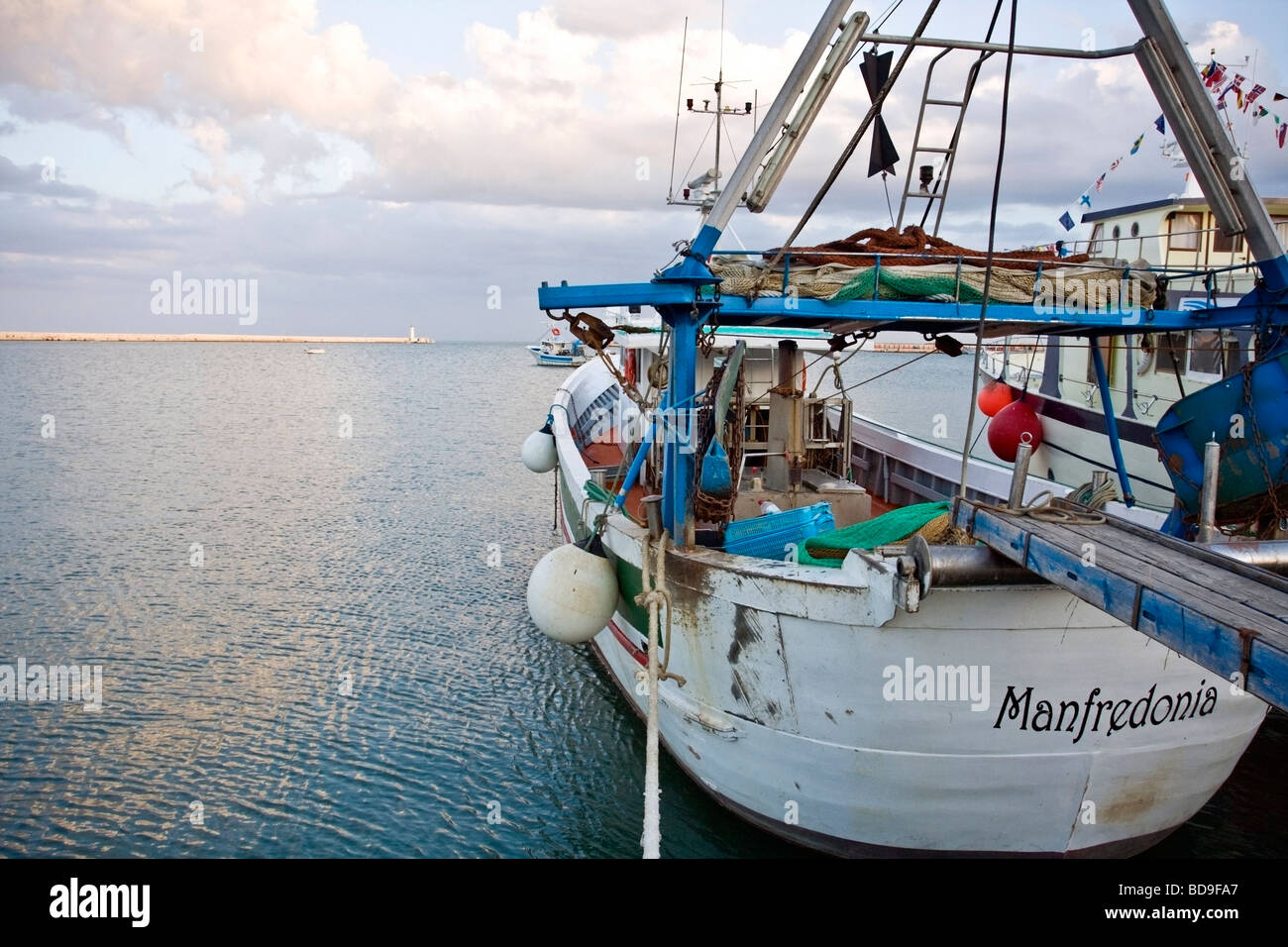 Trawler Manfredonia in the port of Manfredonia Gargano Foggia Apulia ...