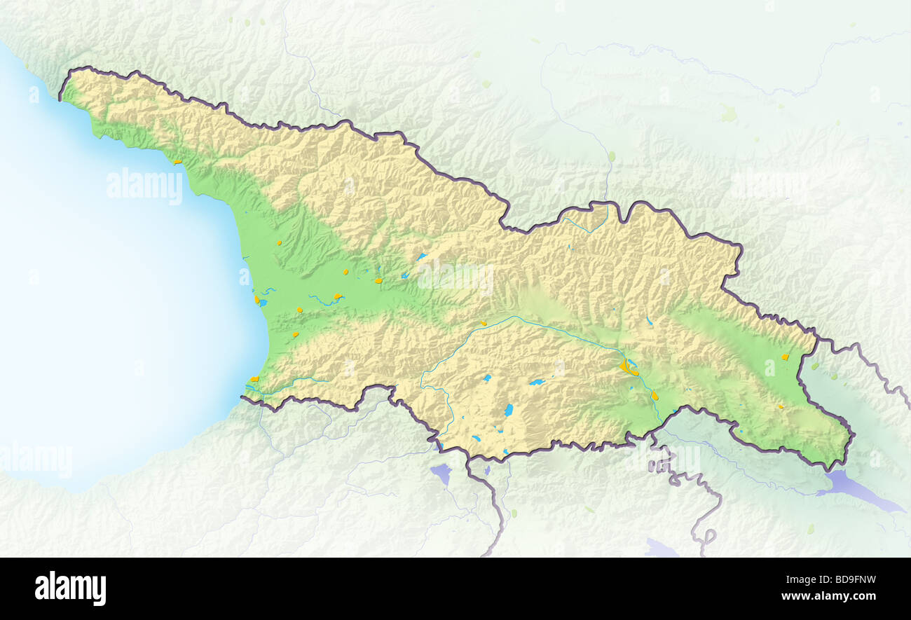 Georgia, Republic, shaded relief map Stock Photo - Alamy