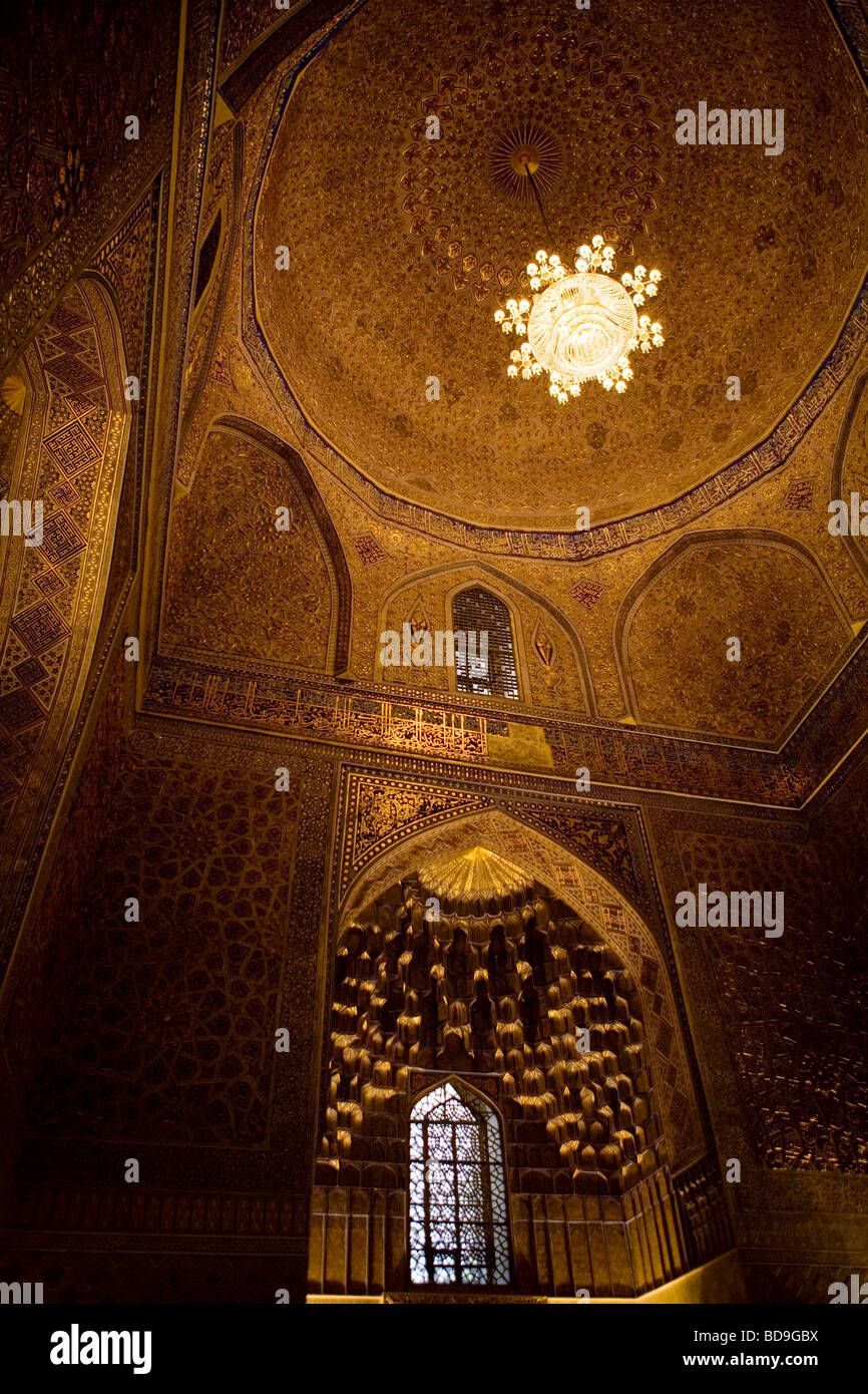 Decorations inside Gur-e Amir (mausoleum of Tamerlane) in Samarkand ...
