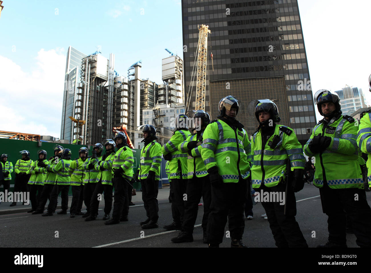 Metropolitan police at G20 protest in London Stock Photo - Alamy