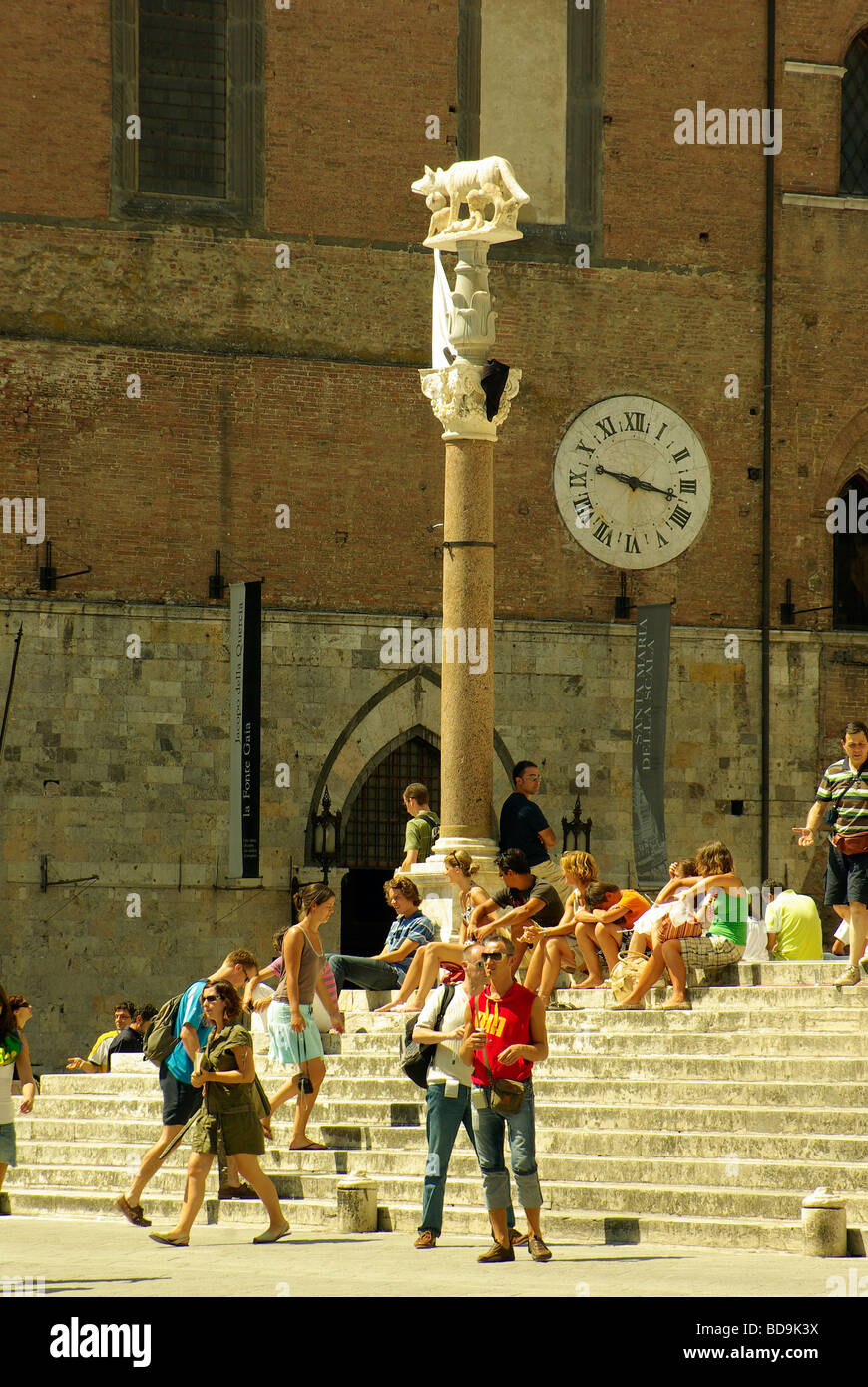 The she-wolf symbol of Siena on a pedestal on the steps of the Duomo in ...