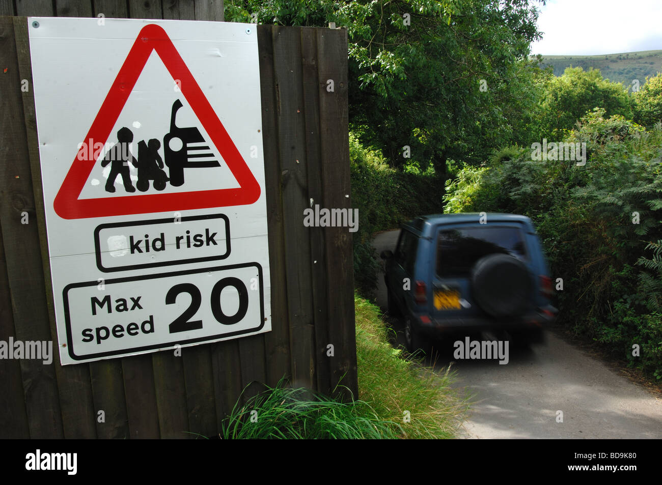 Changed road sign to advise drivers to slow down entering North Bovey ...