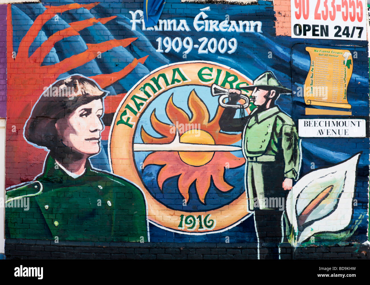 Mural, in Beechmount Avenue, West Belfast, centenary of the Fianna ...