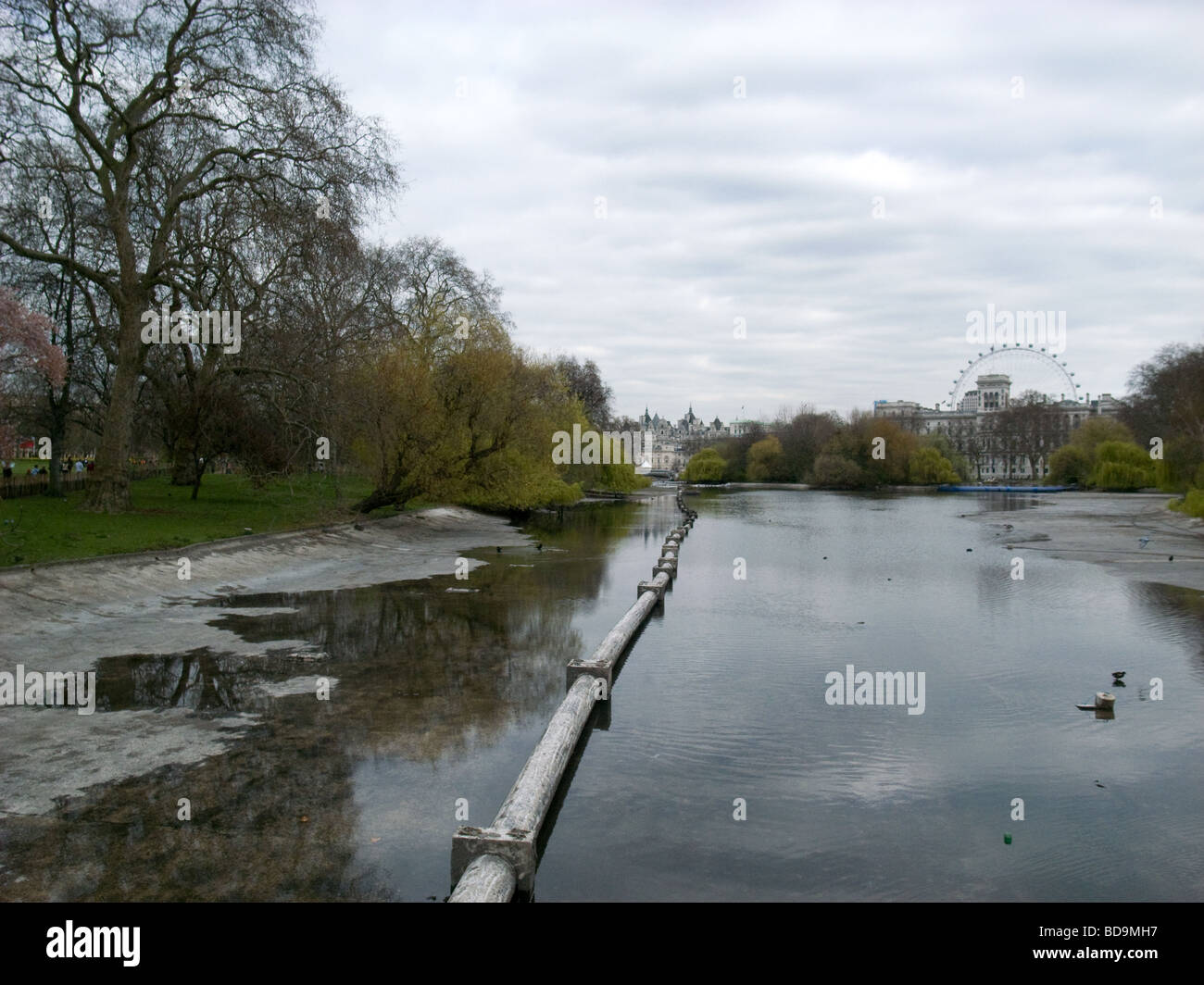 Lake drainage at St James' Park London UK Stock Photo - Alamy