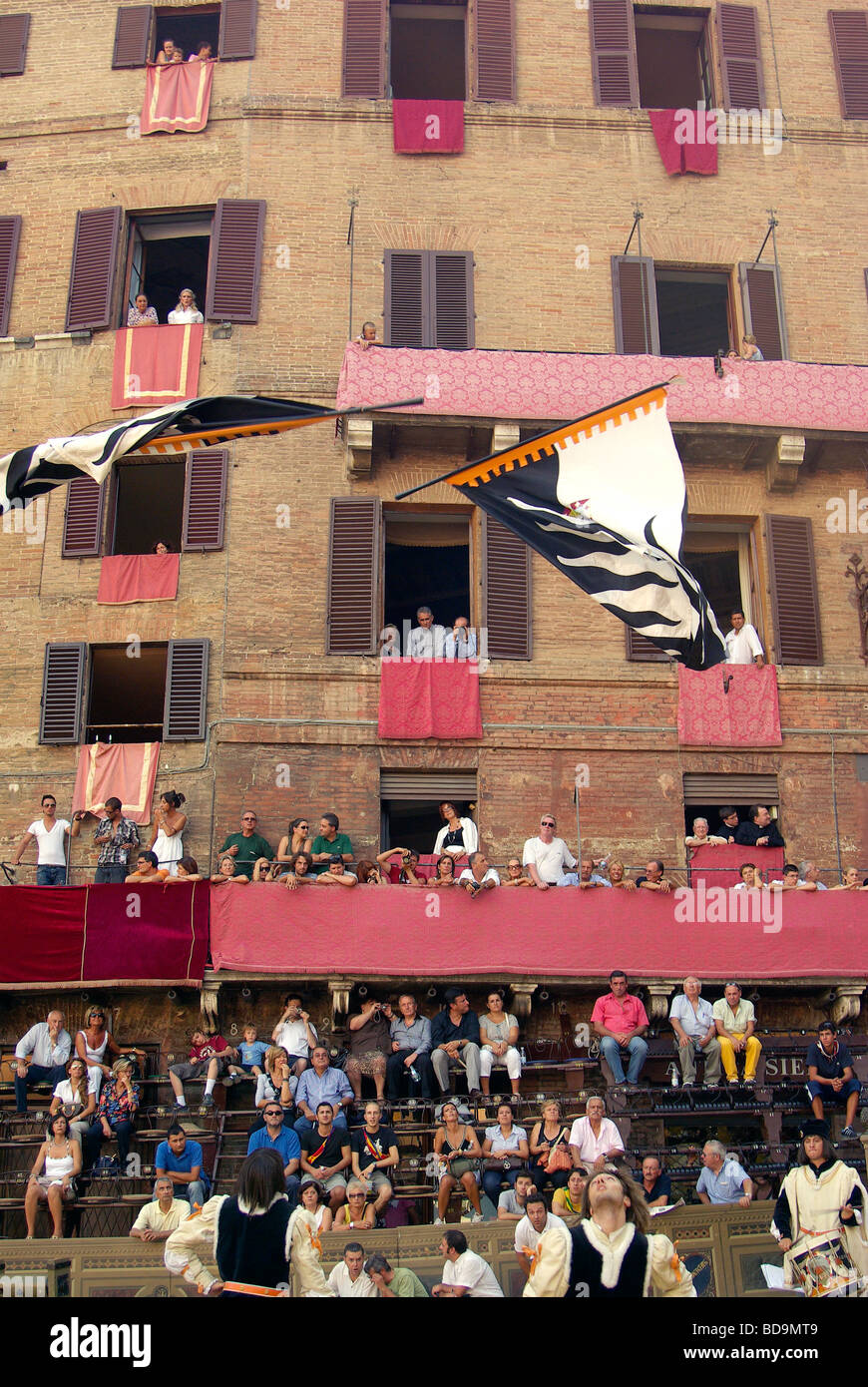 Flags of the She-Wolf Contrada - Siena Palio, a twice yearly event of ...