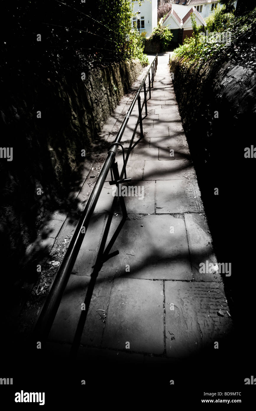 A pathway fading from colour to black and white Stock Photo - Alamy