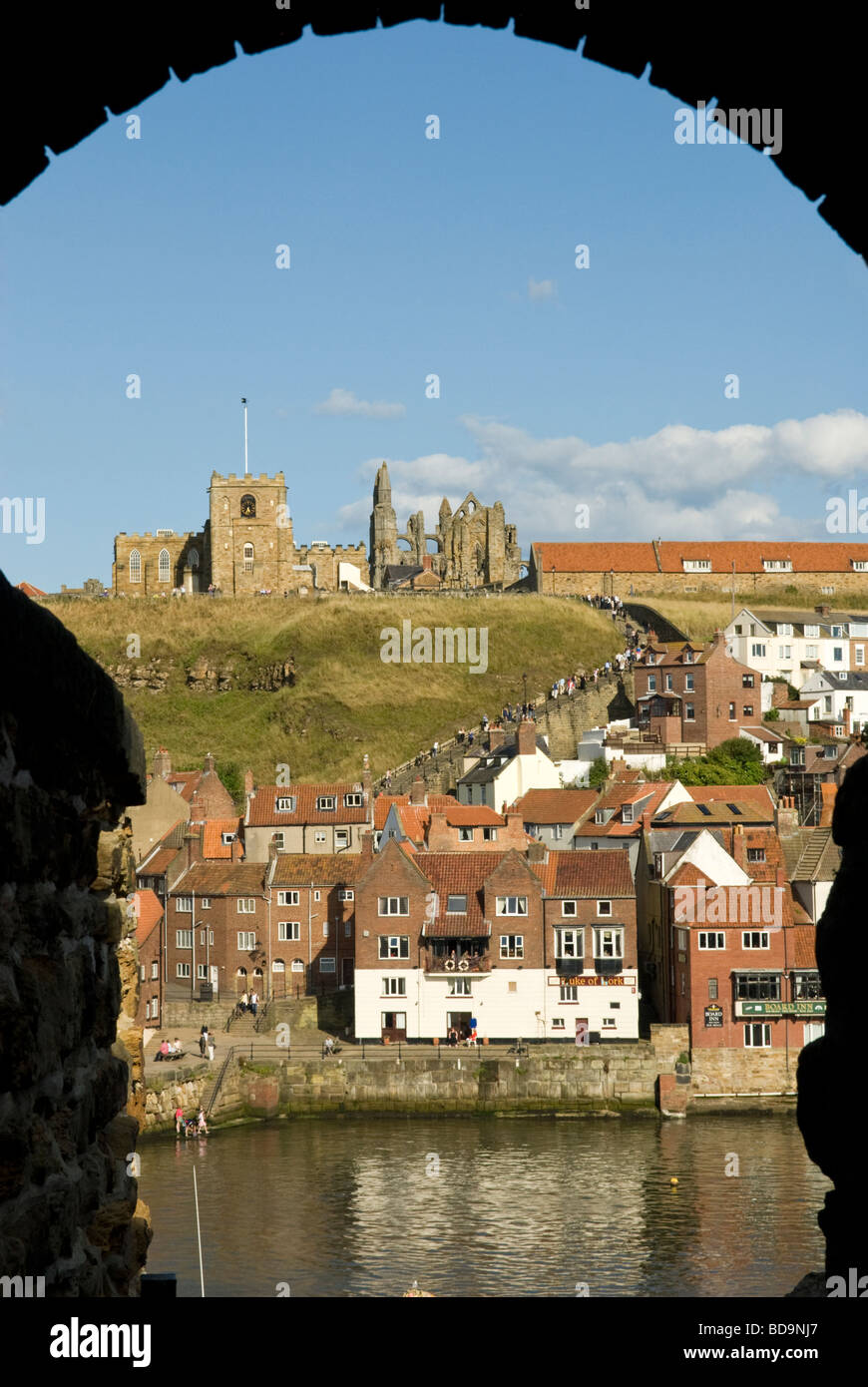 View to Whitby Abbey from West Cliff Whitby North Yorkshire England ...