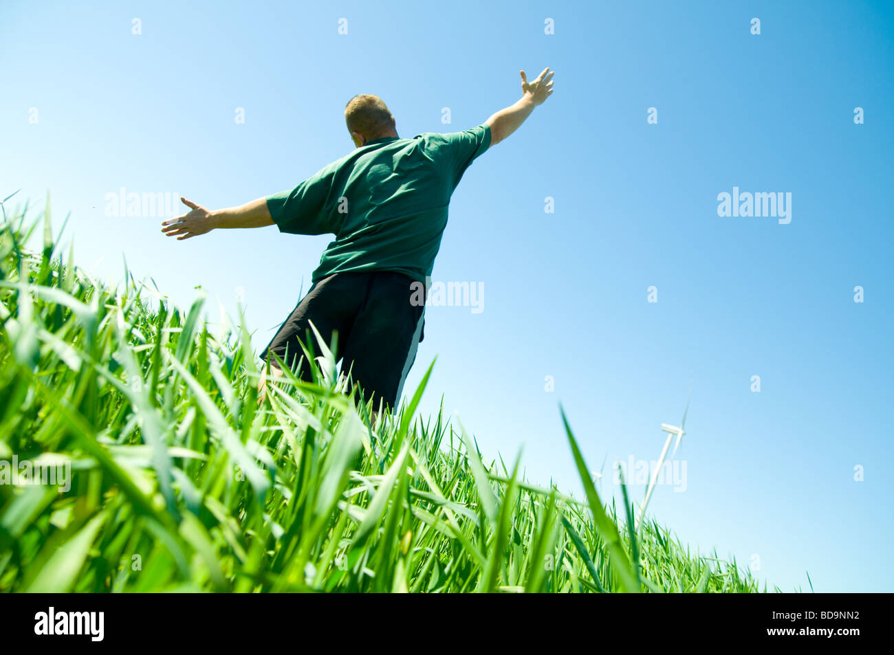 Happy man on the field Stock Photo - Alamy