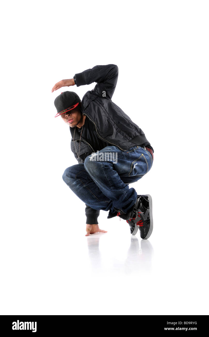 Hip hop man dancing over a white background Stock Photo - Alamy