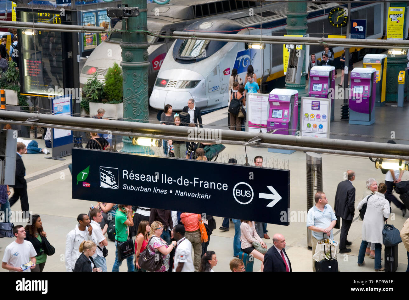 Paris, France. Gare du Nord SNCF railway station. Passengers Stock ...